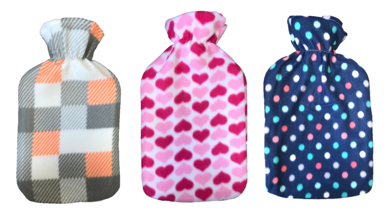 BestHouse Hot Water Bottle with Fleece Cover 2 Litre Assorted Designs ...