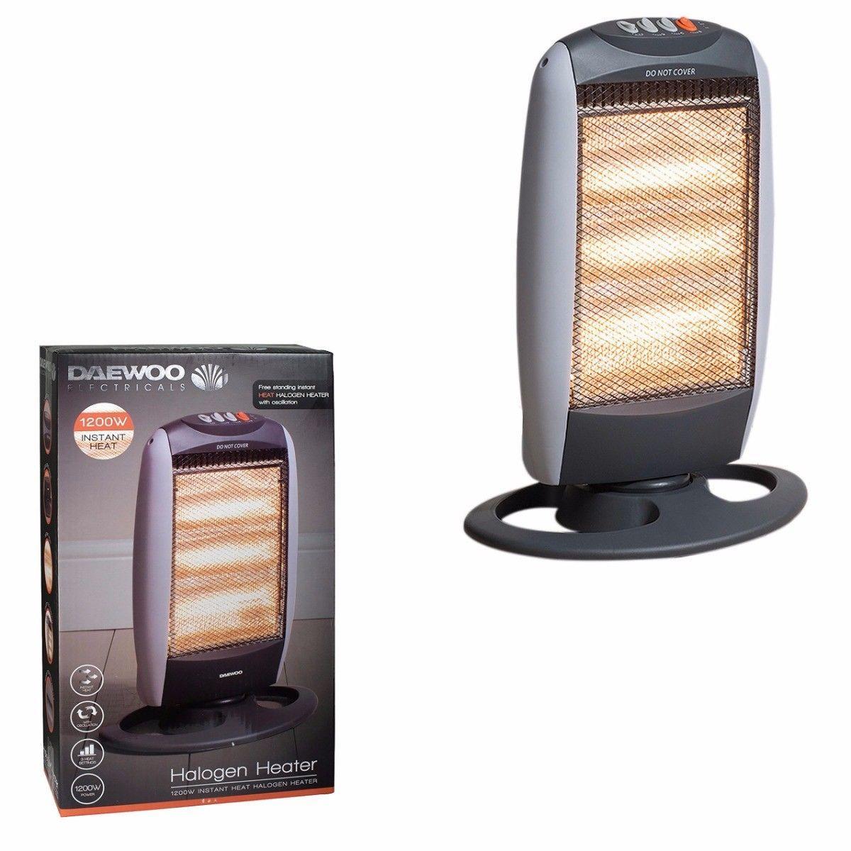 Halogen Heater Instant Heat 1200W 3 Heat Settings With Oscillation Saf ...