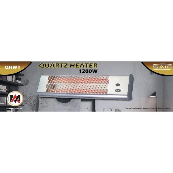 Wall Quartz Halogen Heater 2 Bar 1200W With 2 Heat Settings Square Mod ...